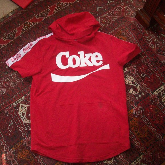 Coca Cola | Shirts | Coca Cola Coke Short Sleeve Hoodie Tshirt Mens S ...